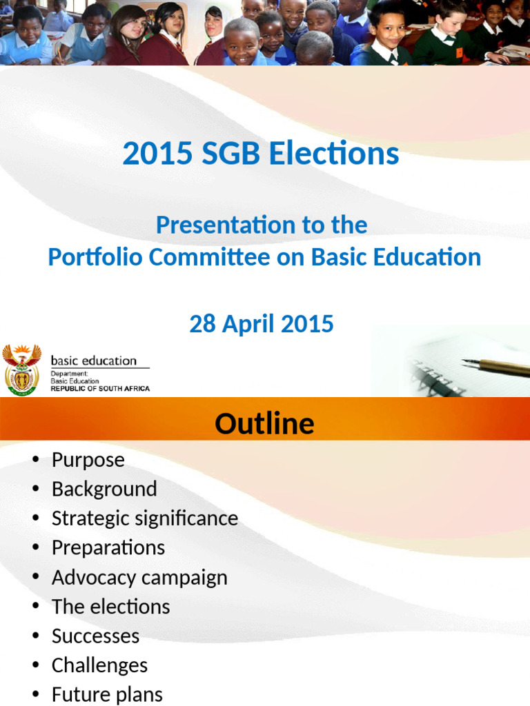 2015 SGB Elections: Presentation To The Portfolio Committee On Basic ...