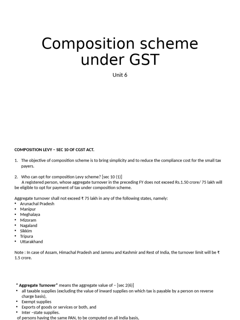 GST Composition Scheme Overview | PDF | Taxes | Government Finances