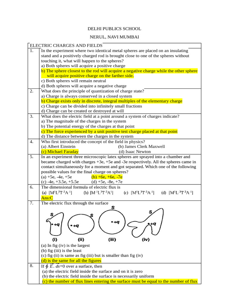 Electric Charges and Field-QB Ans UR Part | PDF | Photoelectric Effect | P–N Junction