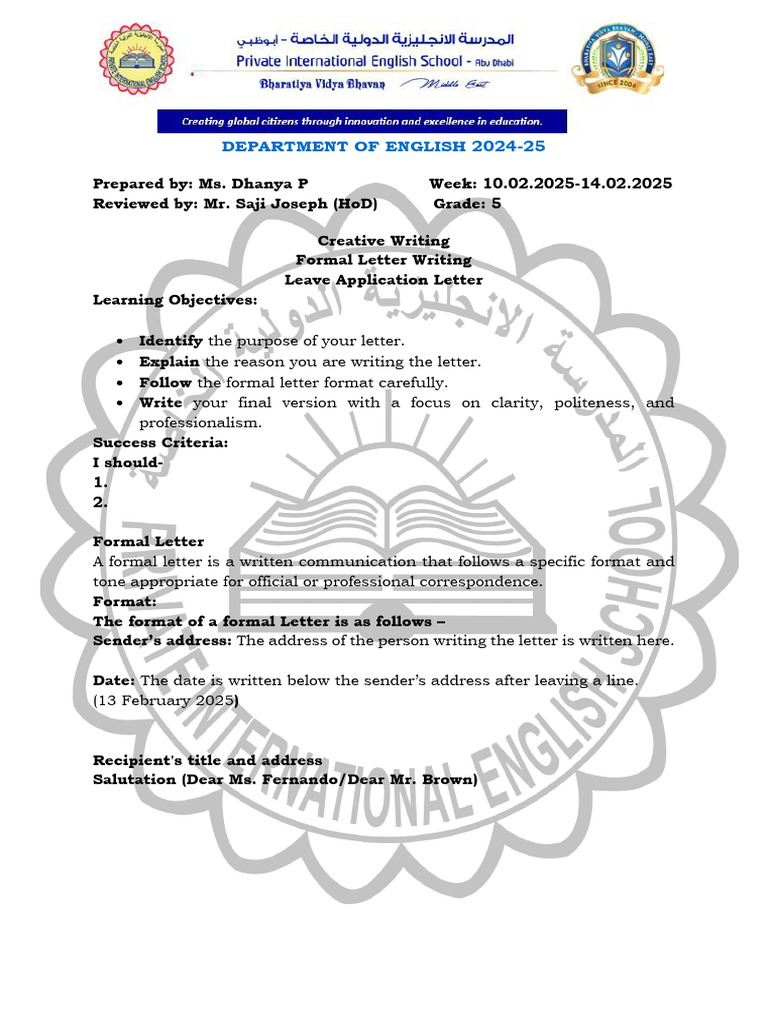 Formal Leave Application Guide | PDF