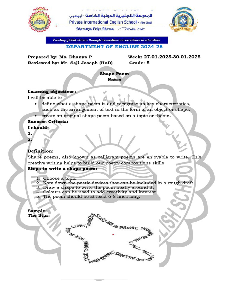 Creating Shape Poems in Google Docs | PDF