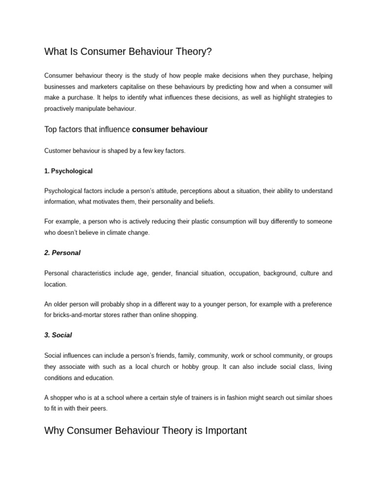 Consumer Behaviour Theory Lec 2 | PDF | Utility | Consumer Behaviour