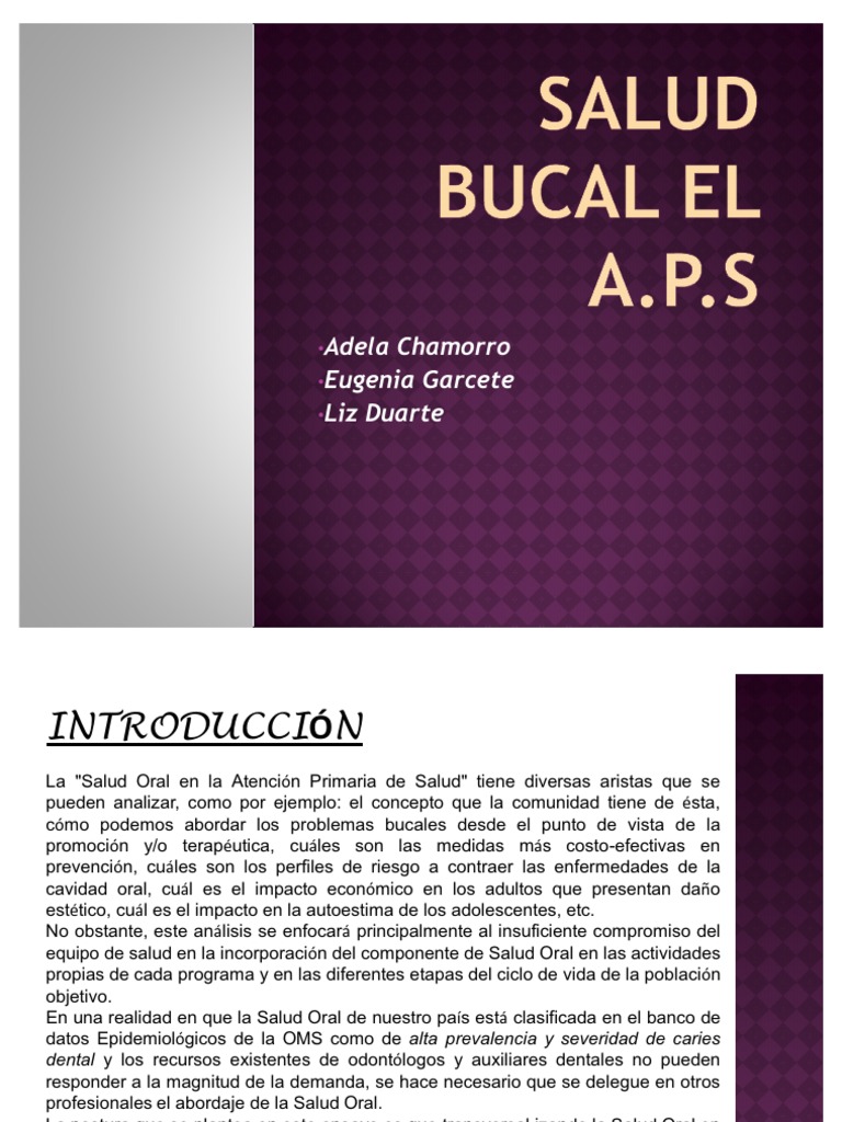 Salud Bucal El A.P.S | PDF | Higiene oral | Odontología