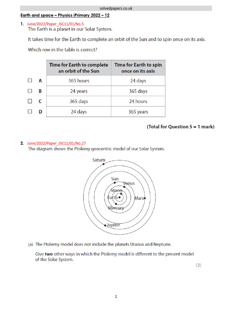 2022-12-Earth-and-space-Edexcel-Physics-iPrimary | PDF