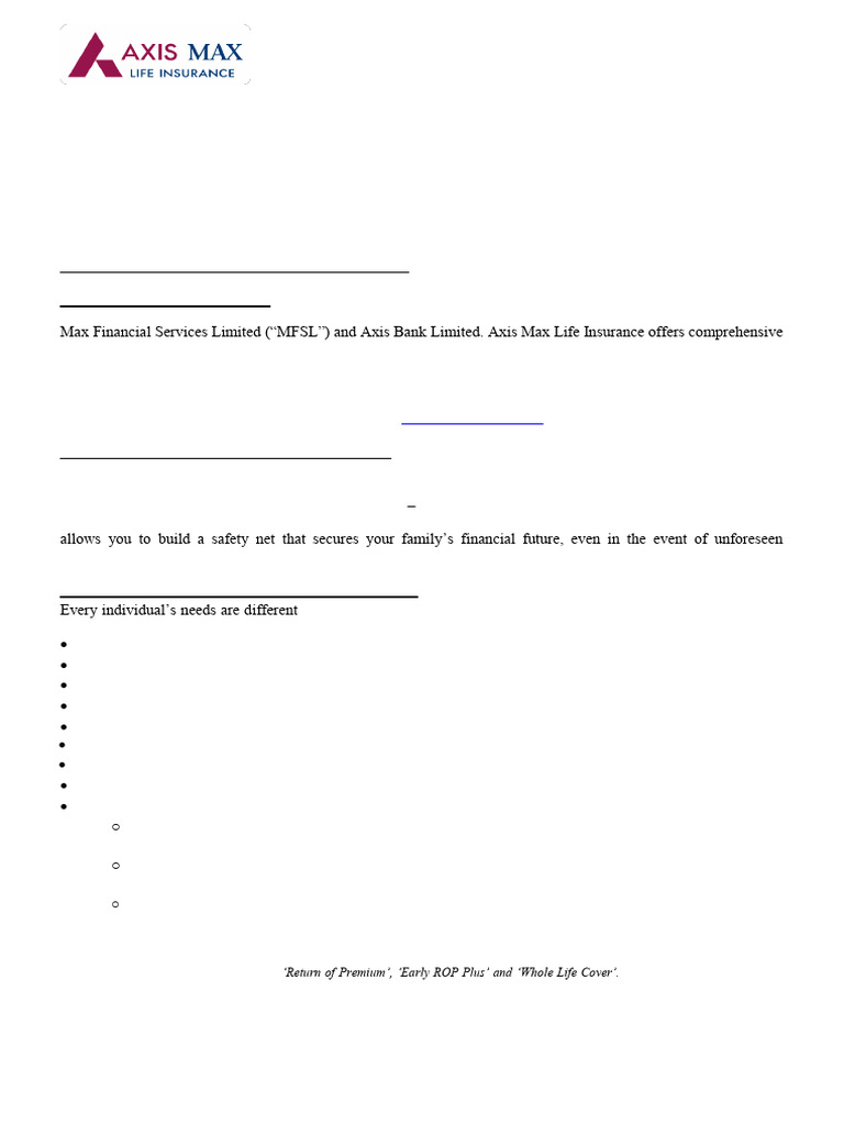 Axis Max Life Smart Term Plan Plus Guide | PDF | Insurance | Present Value