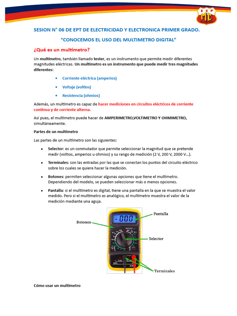 Uso y funciones del multímetro digital | PDF | Electricidad | Bienes ...