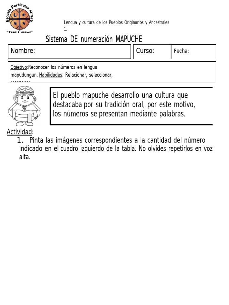 Números Mapu 1ro 2do | PDF