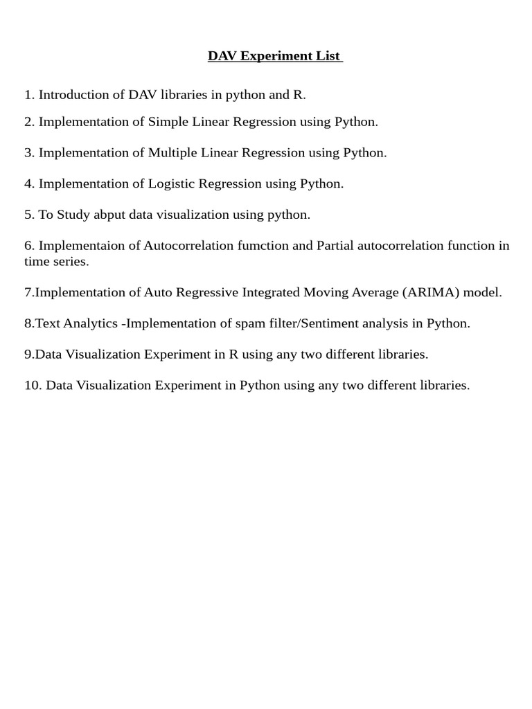 DAV List of Expt | PDF