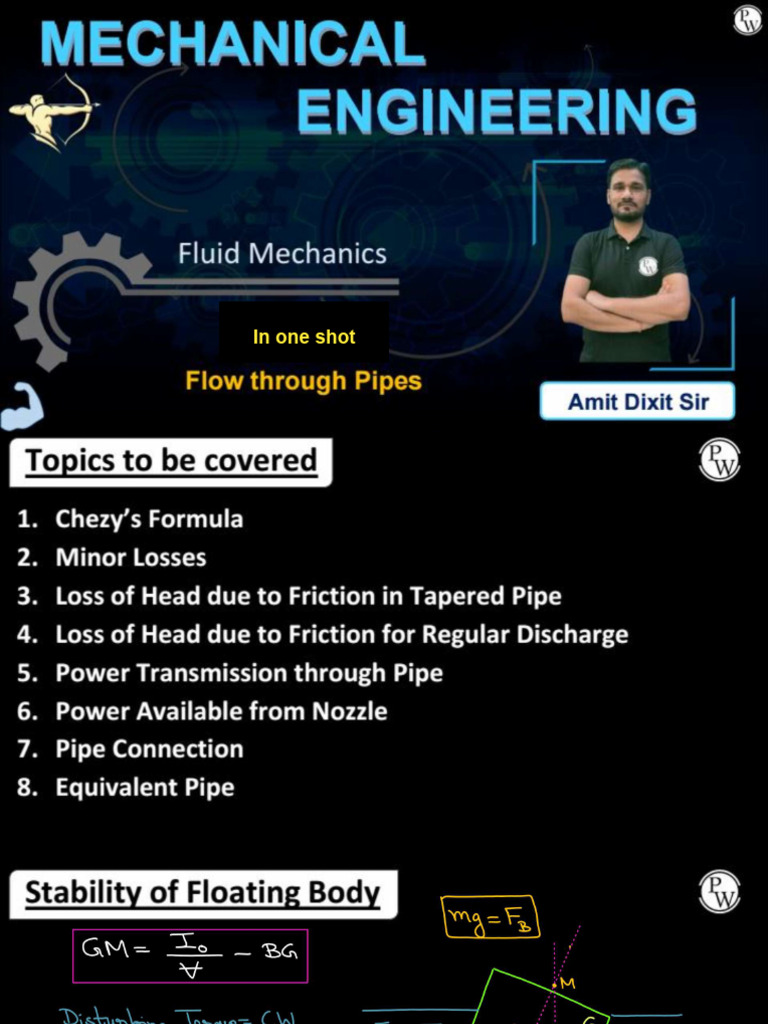 Flow Through Pipes _ Class Notes | PDF