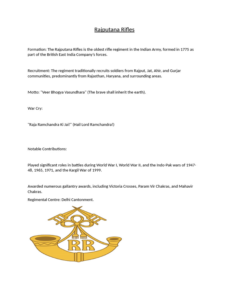 Rajputana Rifles | PDF