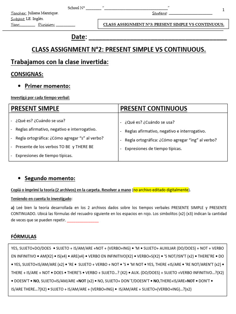 Tp3 - Present Simple Vs Cont | PDF | Verbo | Asunto (gramática)