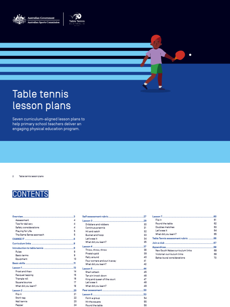 3236 SPORT AUS Table Tennis Lesson Plan FA | PDF | Table Tennis