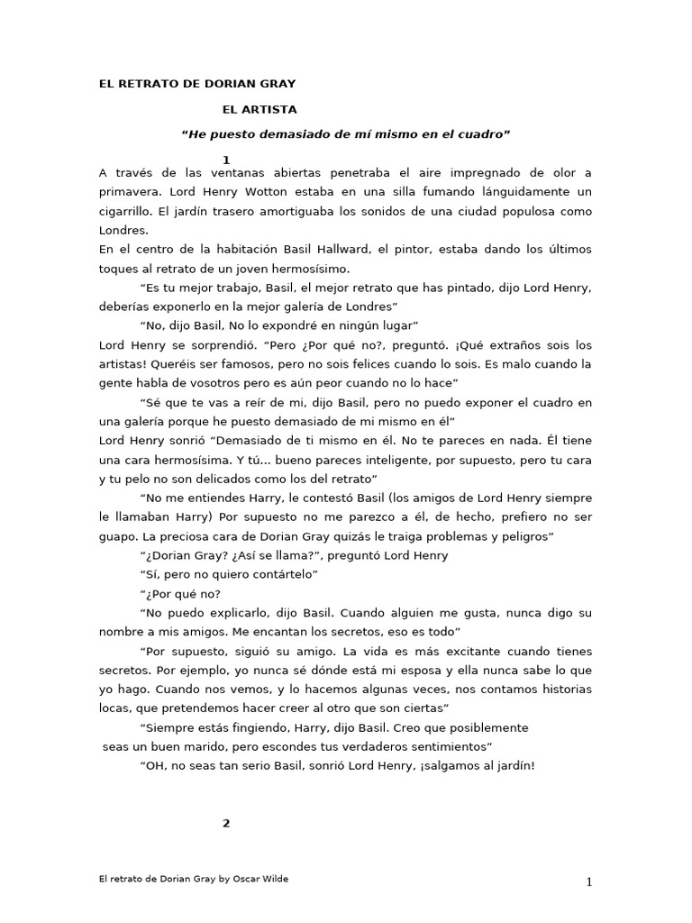 El Retrato de Dorian Grey | PDF | La imagen de Dorian Gray