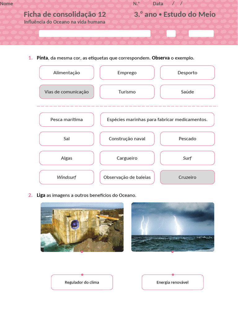 Benefícios do Oceano para o 3º Ano | PDF