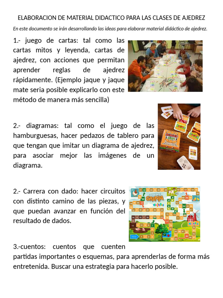 Elaboracion de Material Didactico para Las Clases de Ajedrez | PDF