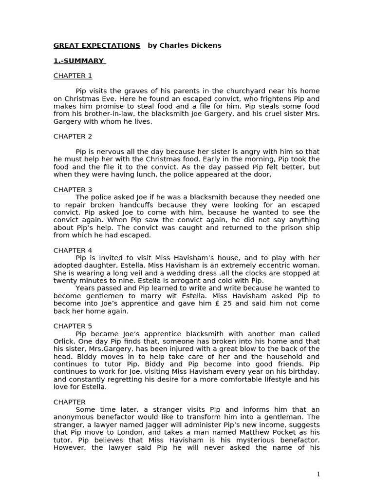 Great Expectations: A Summary and Analysis | PDF | Estella (Great ...