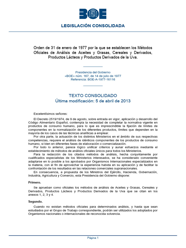 BOE A 1977 16116 Consolidado | PDF | Densidad | Termómetro