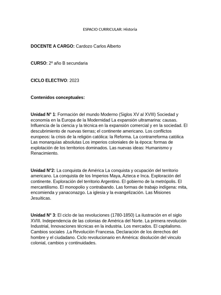 Planificación 2023 Carlos C | PDF | Conocimiento | imperio Romano