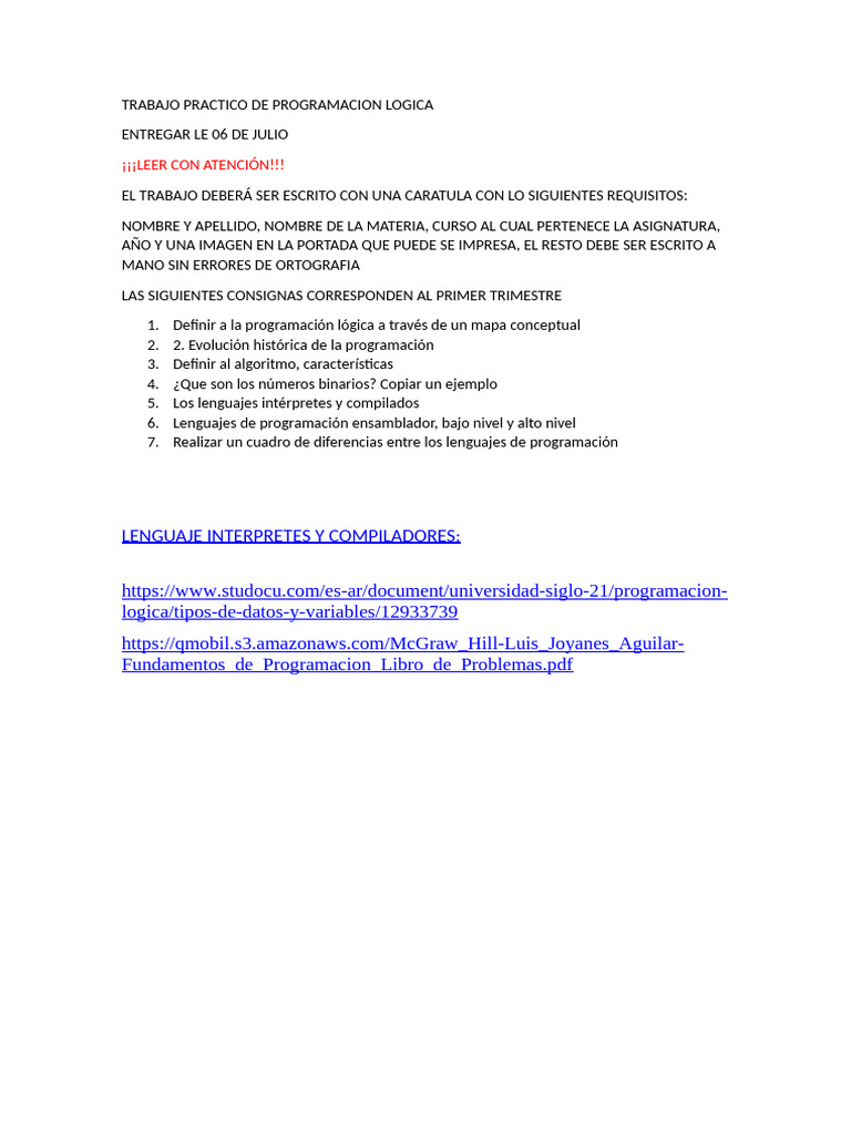 Trabajo Practico de Programacion Logica | PDF