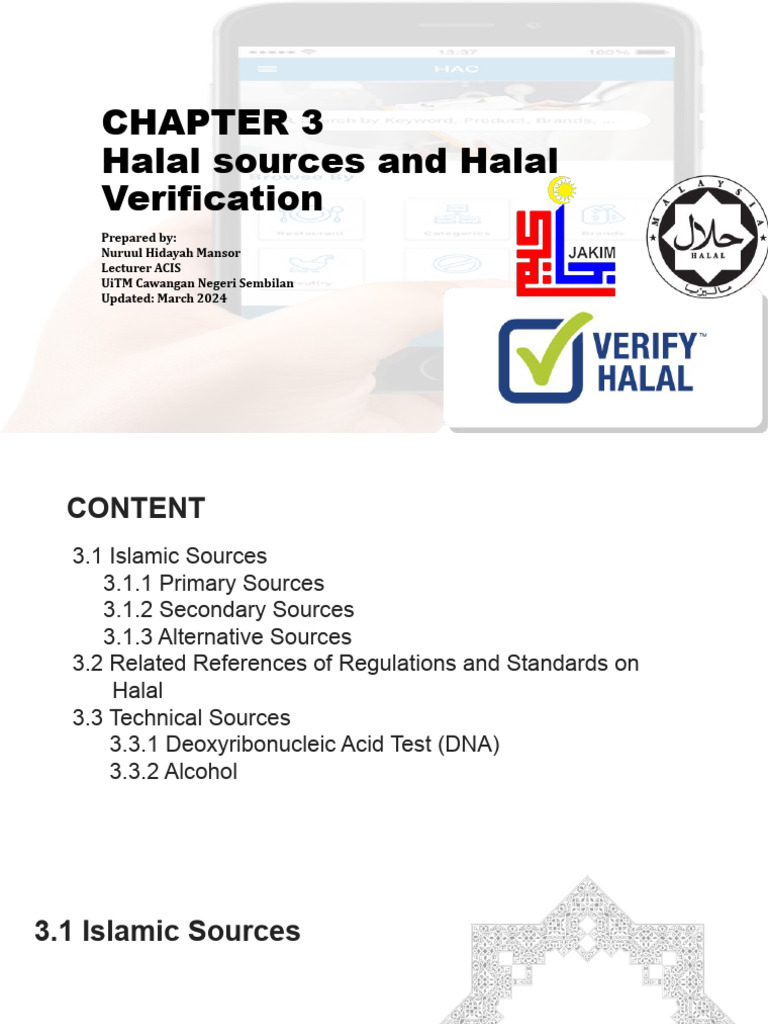03 CHAPTER 3 ISH101 - Halal Sources and Halal Verificationpdf | PDF ...