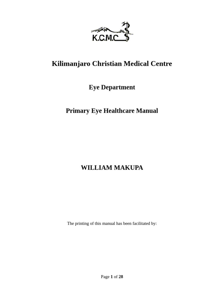 Primary Eye Healthcare Manual | PDF | Glaucoma | Visual Impairment