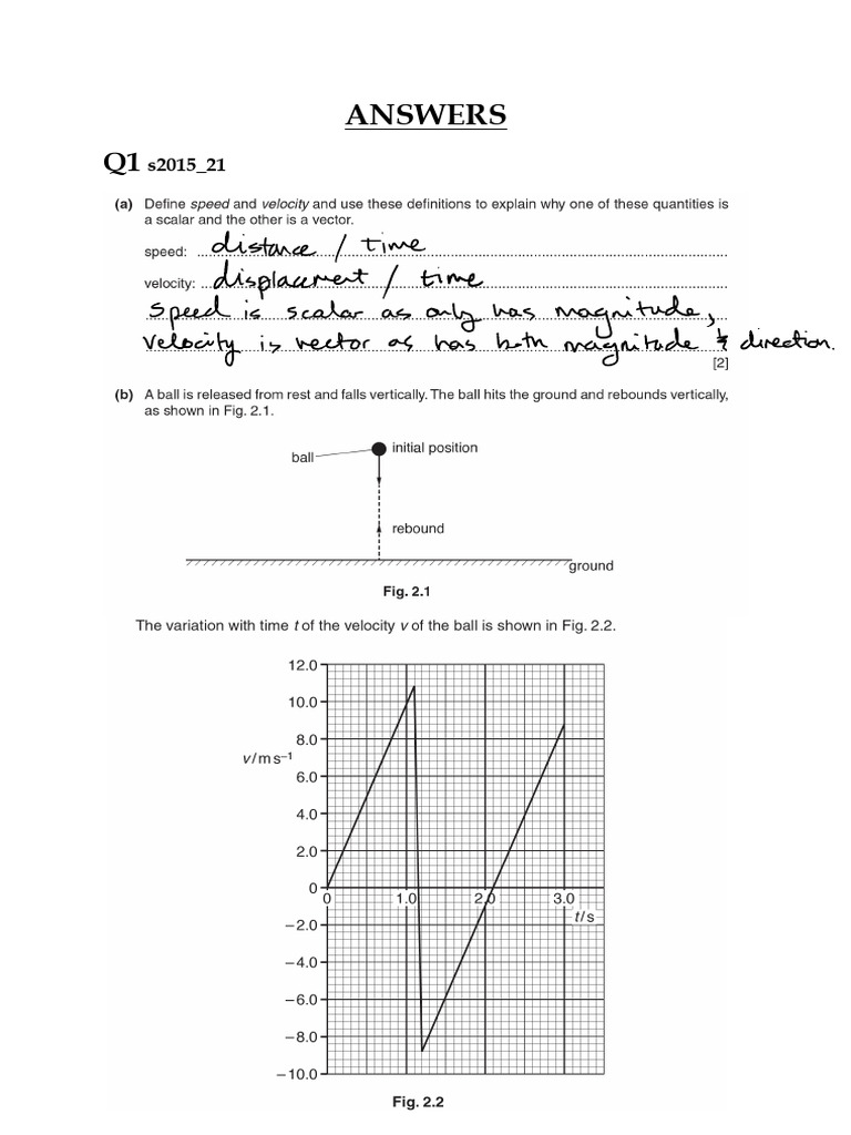 Kinematics Question - WORKSHEET - Answers-1 | PDF