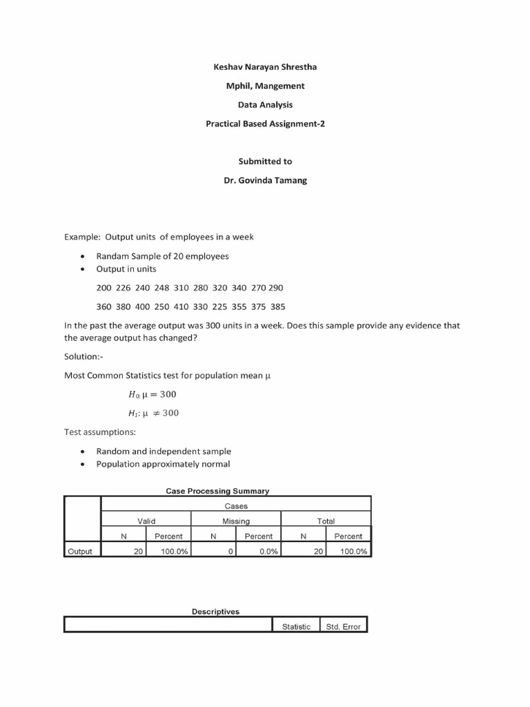 One Sample T Test-1 | PDF