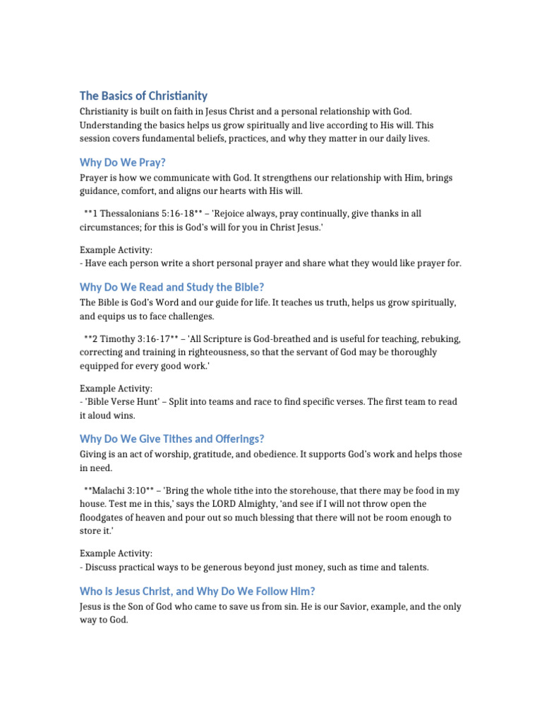 The Basics of Christianity | PDF | Baptism | Jesus