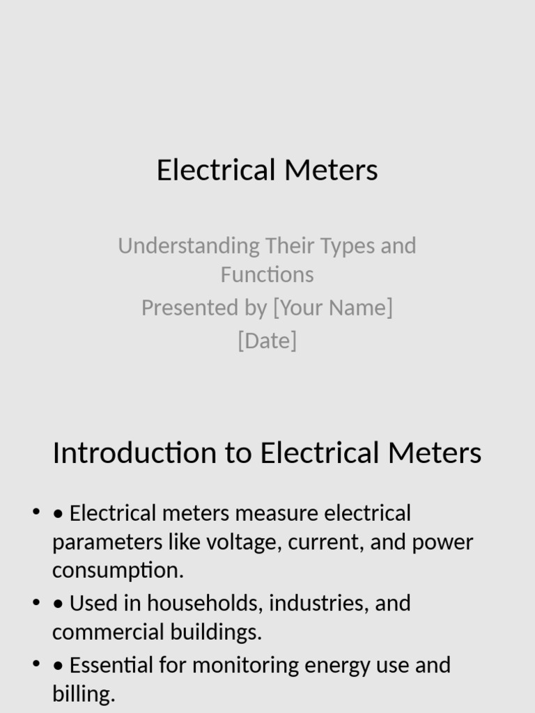 Electrical Meters Presentation | PDF