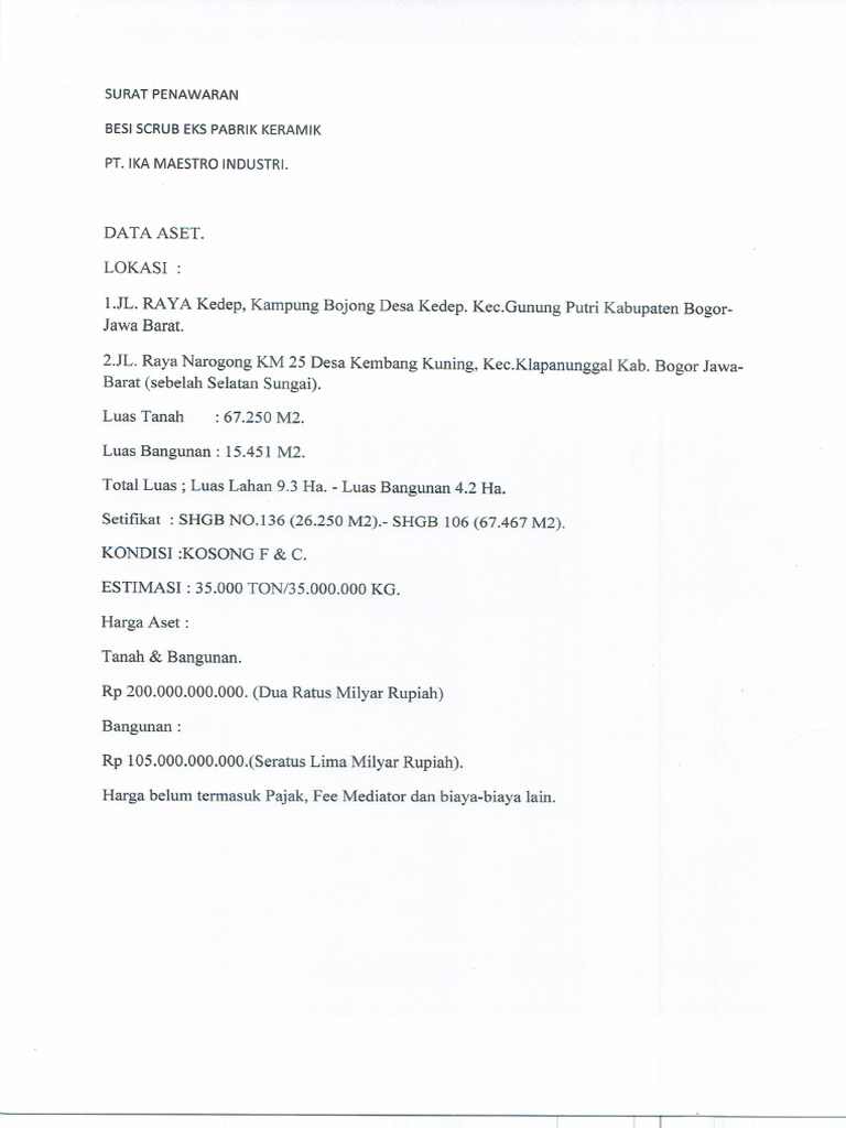 Surat Penawaran Besi Scrub | PDF