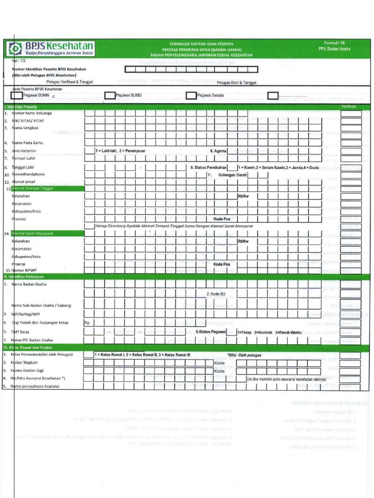 Form Bpjs Kesehatan-Ppu | PDF