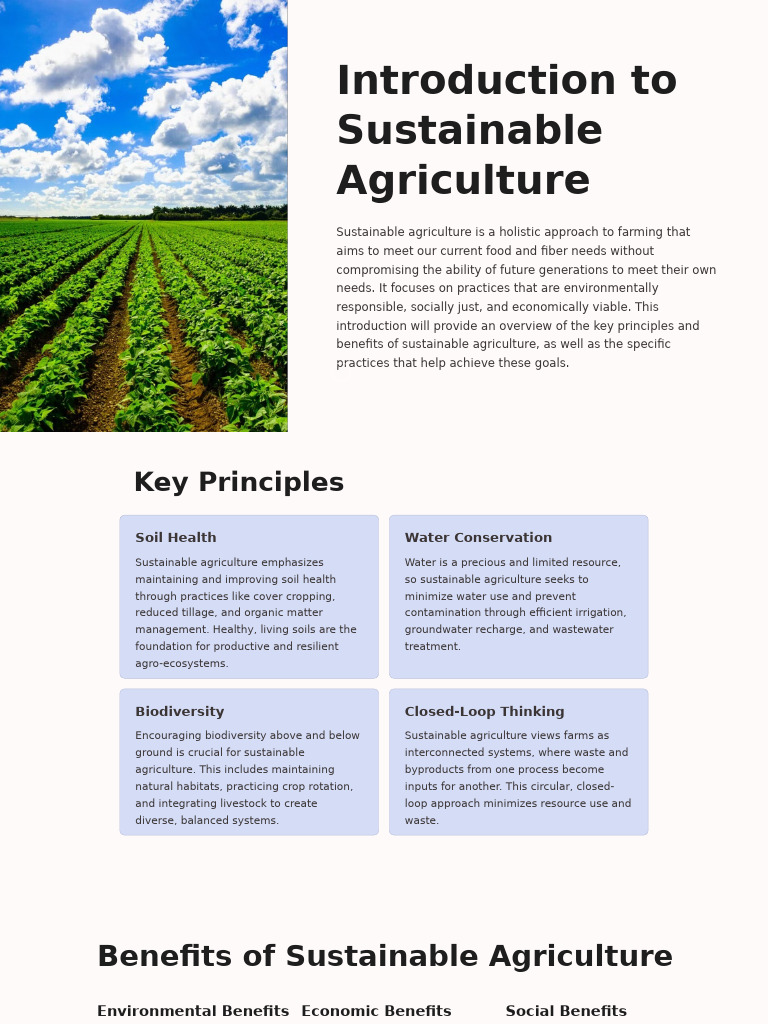Overview of Sustainable Agriculture Practices | PDF | Agriculture ...