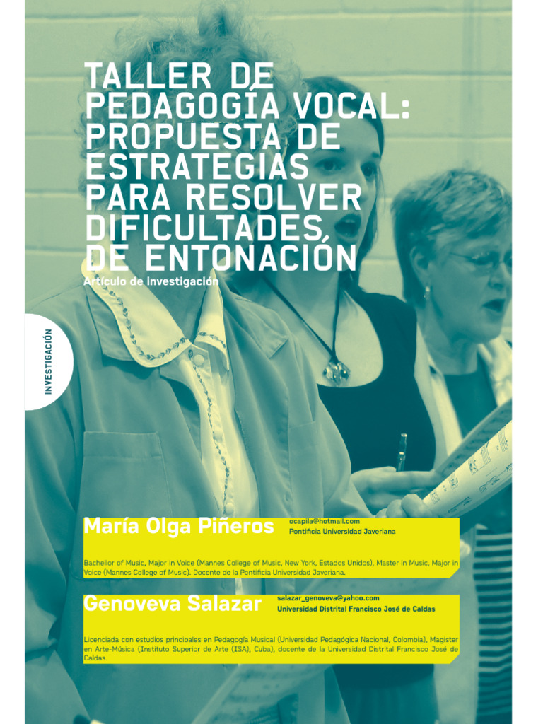 Taller de Pedaogia Vocal Maria Olga Piñeros | PDF