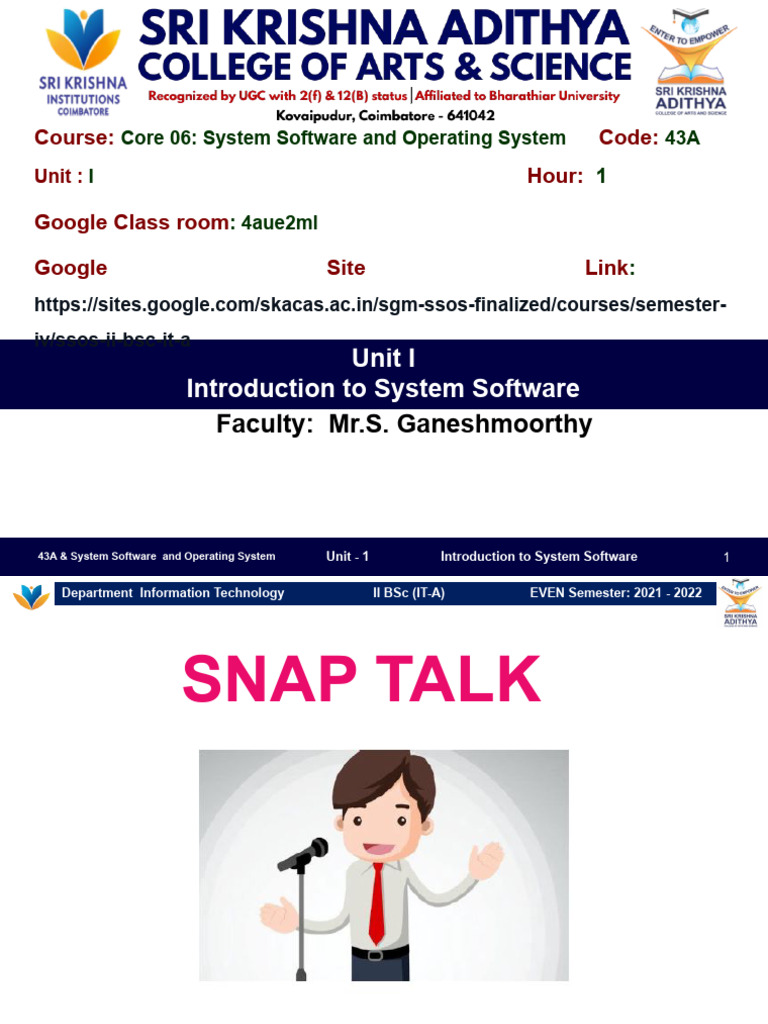UNIT-1 - HOUR-1 - Introduction - System Software | PDF | Programming | Computer Program