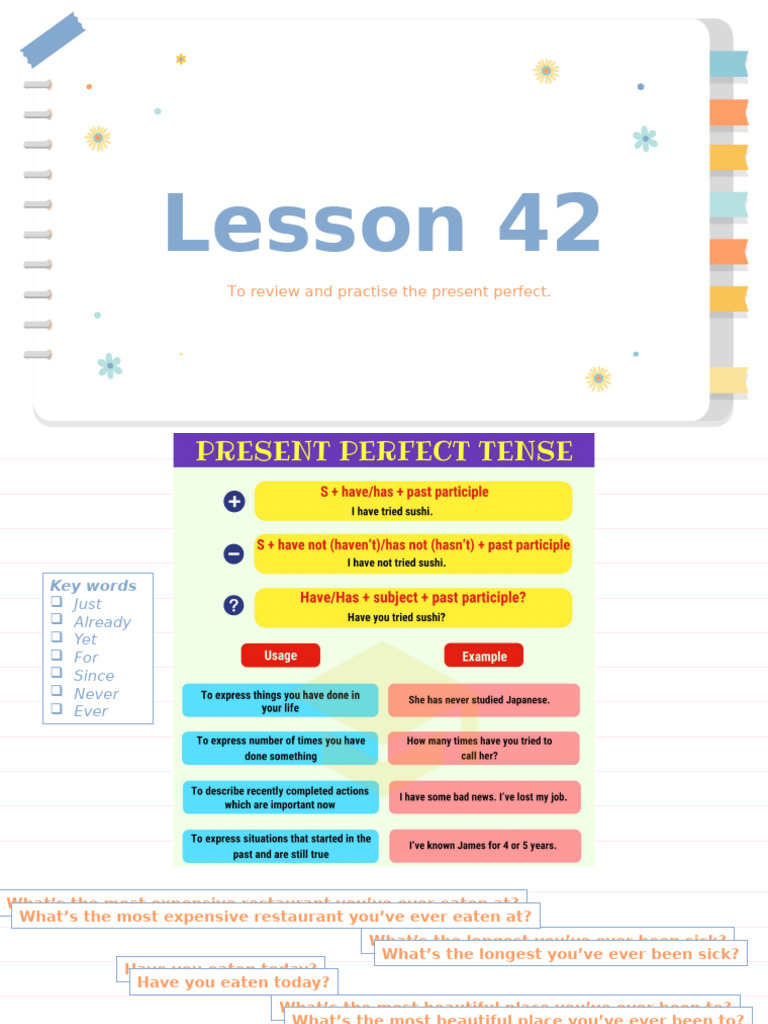 Lesson 42 - Review - Present Perfect | PDF