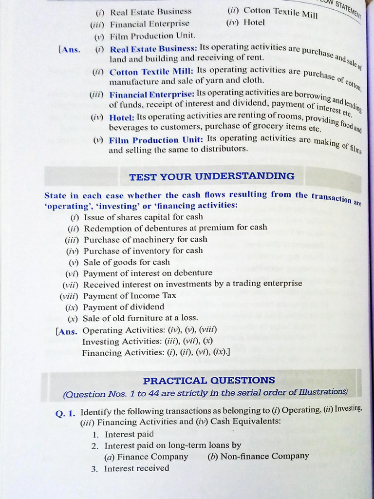Cash Flow Statements Practical Questions | PDF