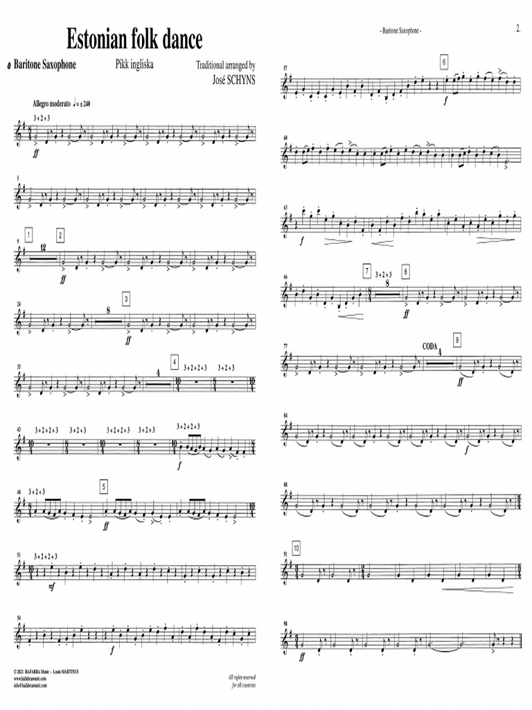 Estonian Folk Dance - Baritone Saxophone | PDF