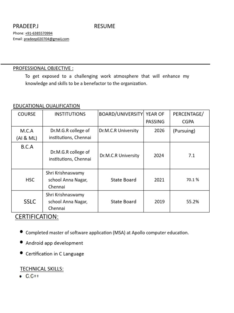 Resume Pradeep Updated Final | PDF