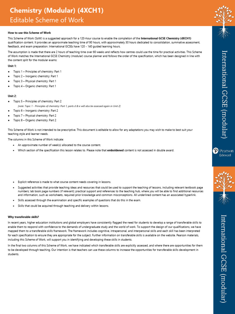 International Gcse Chemistry Modular Scheme of Work | PDF | Mole (Unit ...