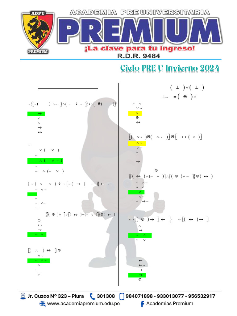 RAZ LOG-PRE U-InV24-ASES-06 (Equivalencias Log) Claves | PDF | Si y solo si