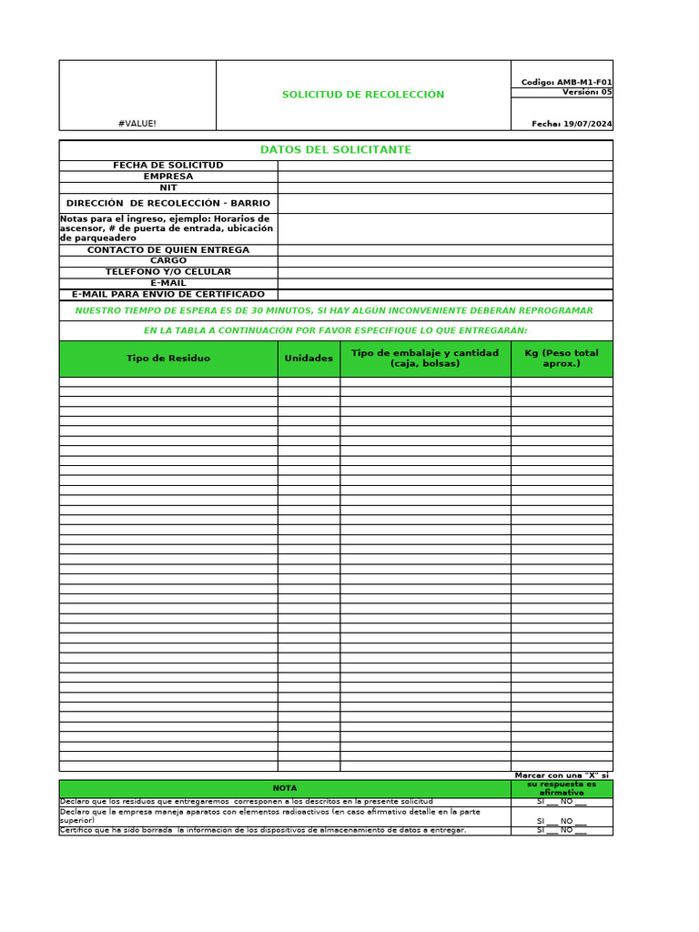Solicitud de Recolección de Residuos | PDF | Informática