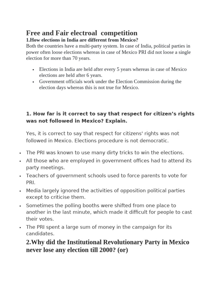 Electoral Practices in India and Mexico | PDF | Elections ...