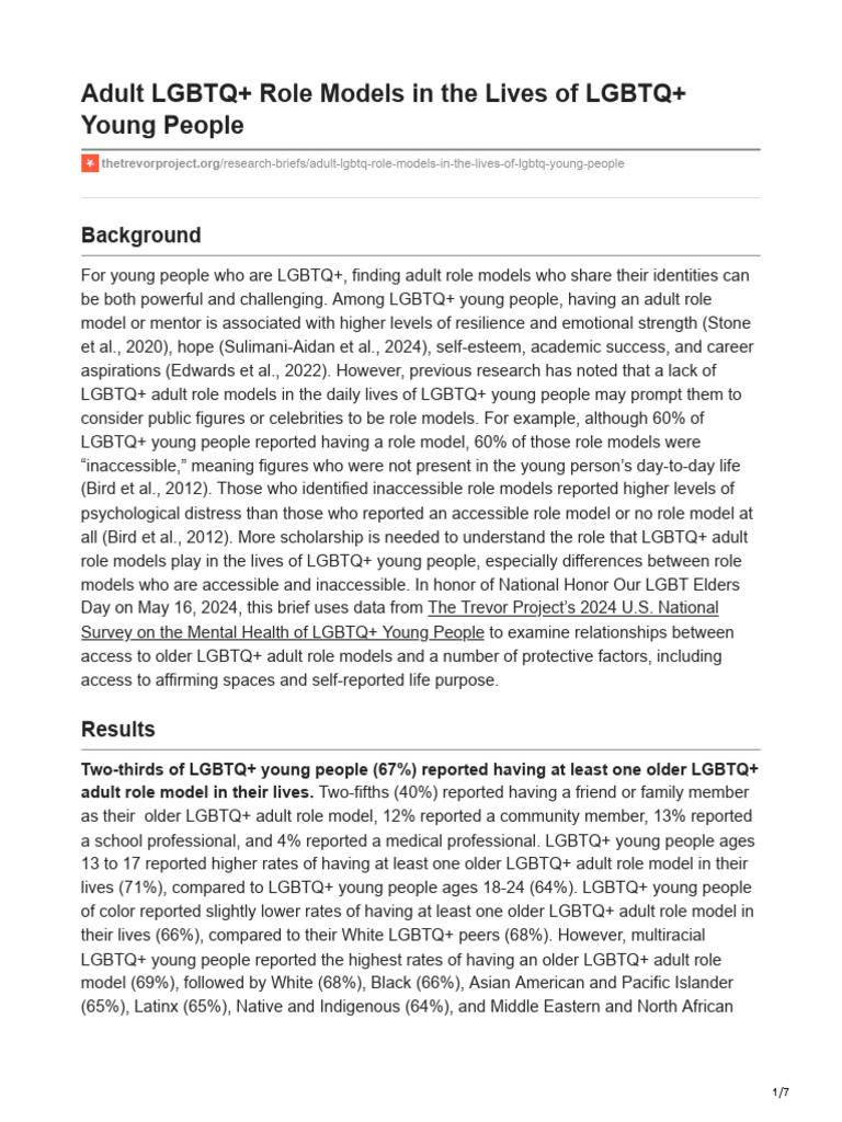 Adult LGBTQ Role Models in The Lives of LGBTQ Young People | PDF ...