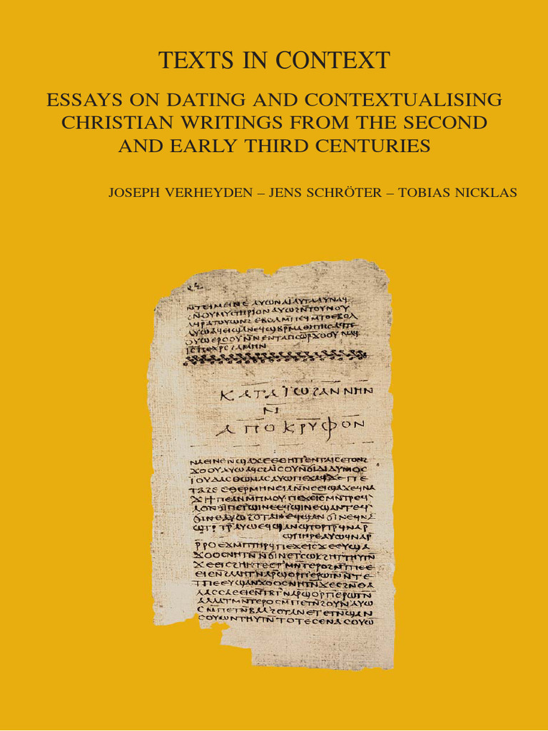 Joseph Verheyden, Texts in Context | PDF | Gospel Of John | Christology