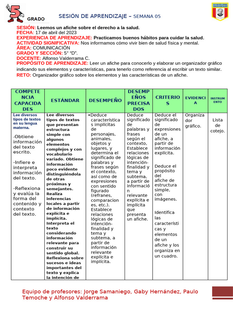 SESION 230417 - SEM 05 COM Leemos Un Afiche | PDF | Aprendizaje | Póster