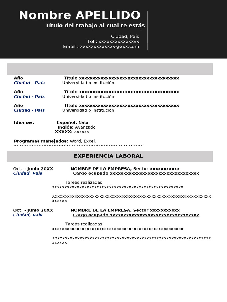 92 Curriculum Vitae Machote | PDF