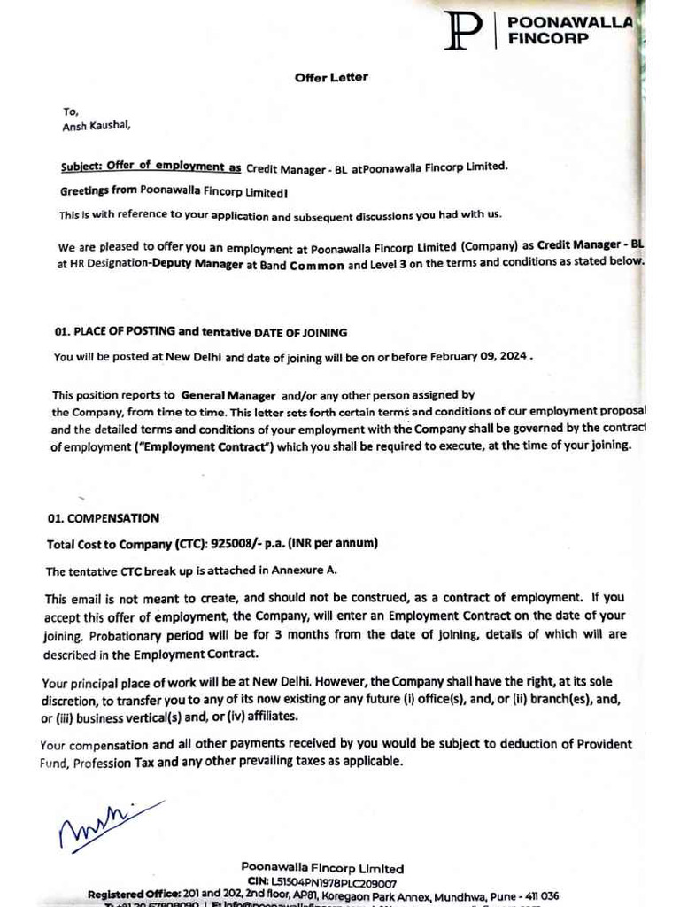 Joining Letter | PDF