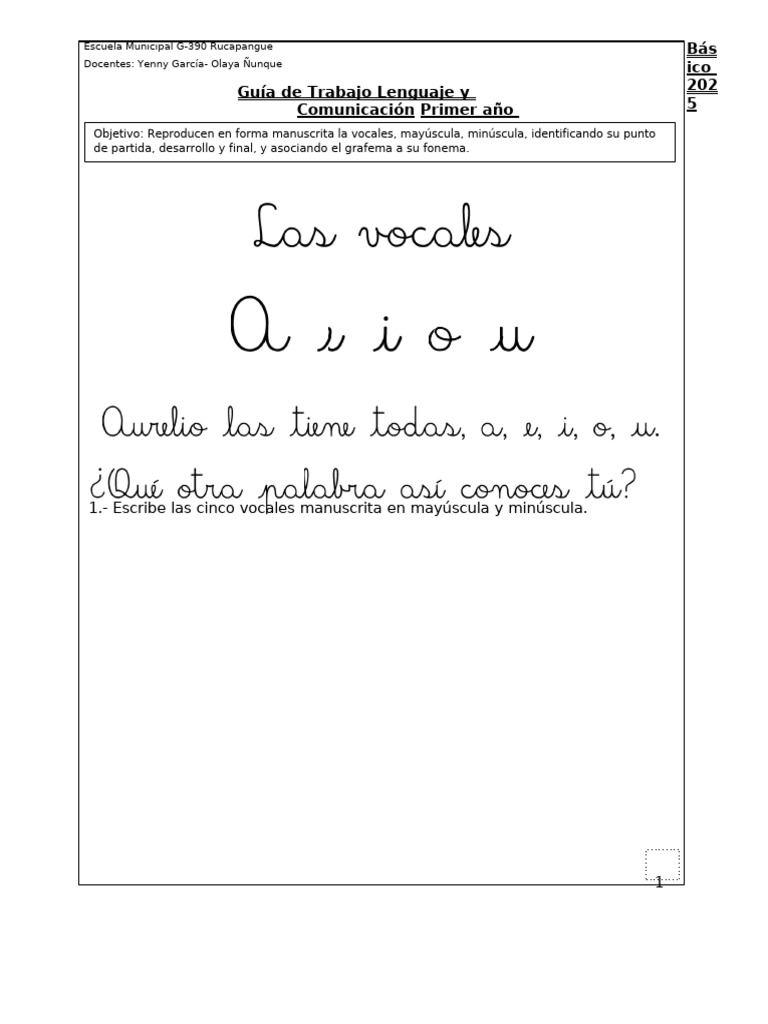Actividades de Vocales para Primer Grado | PDF