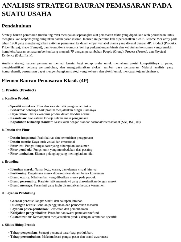Analisis Strategi Bauran Pemasaran+4 | PDF