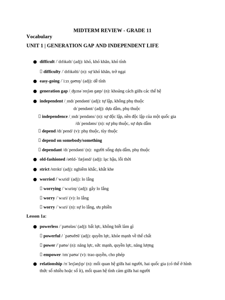 G11-Midterm Review | PDF